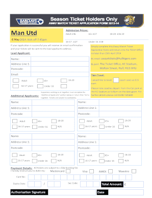 Fillable Online Away Game Application Form - Hull City Fax Email Print ...