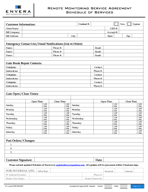 Fillable Online Schedule of Services Form Gate - Envera Systems Fax Email Print - pdfFiller