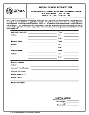 Fillable Online Design Review bApplicationb - City of La Mesa Fax Email ...