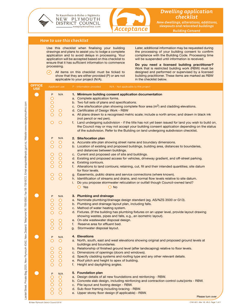 Fillable Online BDwelling applicationb checklist - New Plymouth ...