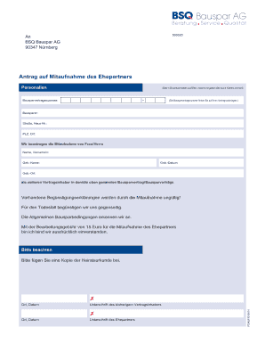 Ausfüllbar Online bsq-bausparkasse Antrag auf Mitaufnahme des ...