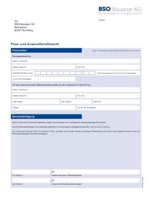 Ausfüllbar Online bsq-bausparkasse 503023 PA Vollmacht oF.fh11 Fax ...