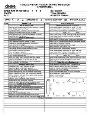 VEHICLE PREVENTIVE MAINTENANCE INSPECTION SPRINTER DIESEL - Fill and ...