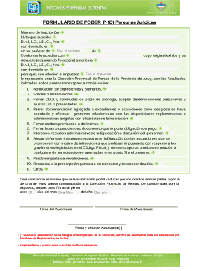 Completable En línea rentasjujuy gob FORMULARIO DE PODER P-101 Personas ...