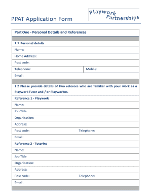 Fillable Online playwork co PPAT Application Form - bPlayworkb ...