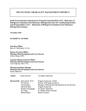Fillable Online aqmd Final Environmental Assessment for Proposed bAmendedb Rule 1415 - aqmd Fax ...