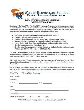 Fillable Online wicoffpta WRITE-A-CHECK CAMPAIGN Wicoff PTA Write-a ...