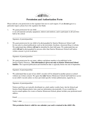 Fillable Online Permission and Authorization Form Please indicate your ...