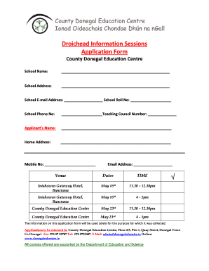Fillable Online Droichead Information Sessions Application Form Fax ...