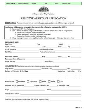 Fillable Online mfwi MFWI RA Job Application 8 2011 Fax Email Print ...