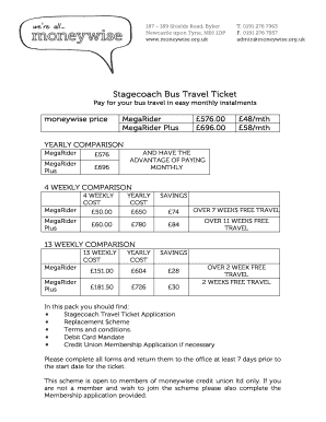 Fillable Online northernmoney org Stagecoach Bus Travel ...