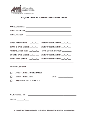 Fillable Online Request for Eligibility Determination - AMI Benefit ...