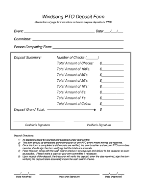 Fillable Online stallionstampede Windsong PTO Deposit Form - Windsong ...