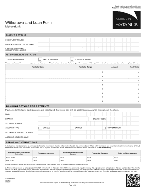 Fillable Online Withdrawal and Loan Form - stanlibcoza Fax Email Print ...