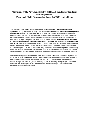 Fillable Online Alignment of the Wyoming Early Childhood Readiness ...