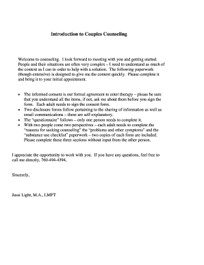 Fillable Online Introduction to Couples Counseling - New Growth ...