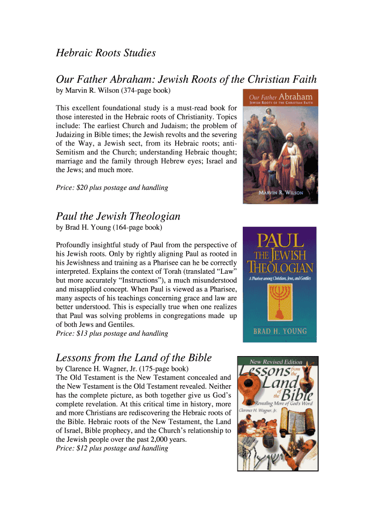 Fillable Online Hebraic Roots Studies Our Father Abraham: Jewish Roots ...