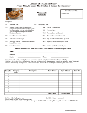 Fillable Online Wood Craft Entry Form - Albury Show Fax Email Print ...