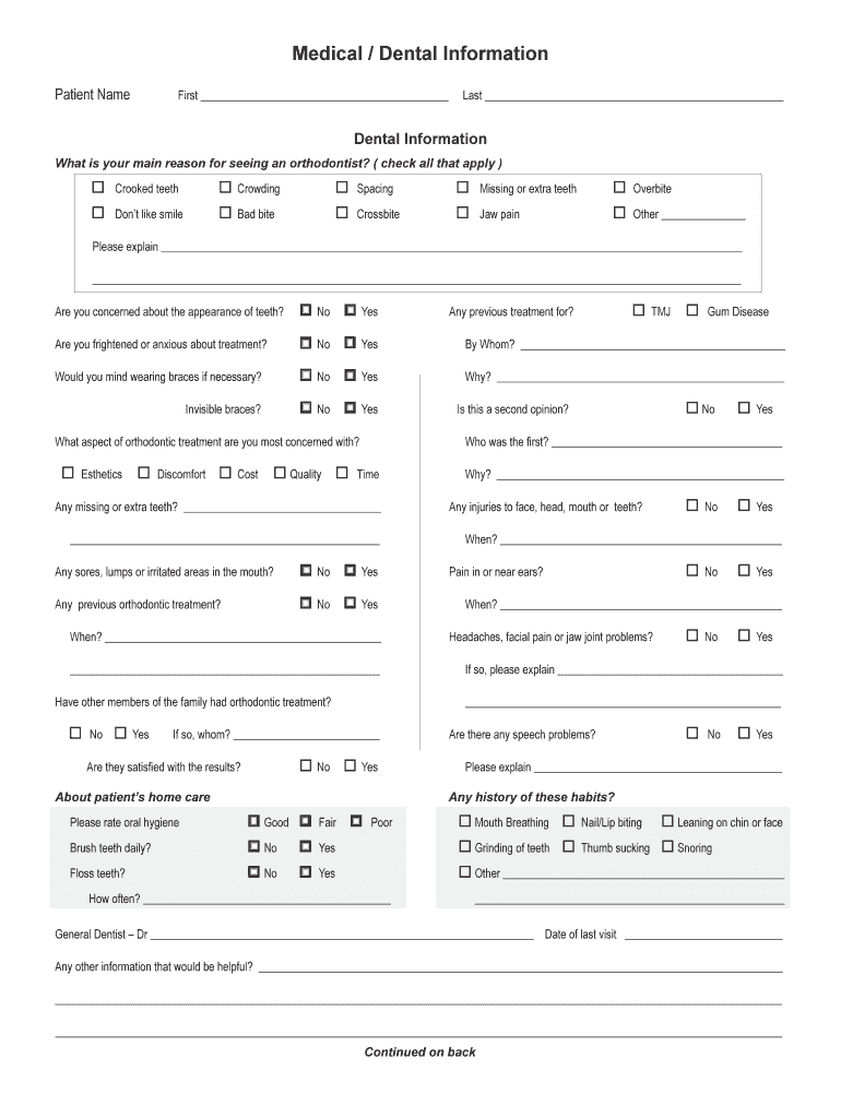 Fillable Online Medical Dental Information Fax Email Print - pdfFiller