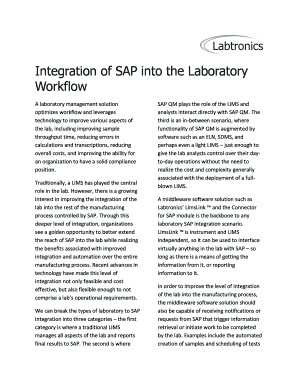 Fillable Online Integration of SAP into the Laboratory Fax Email Print - pdfFiller