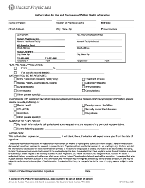 Fillable Online Authorization for Use and Disclosure of Patient Health ...