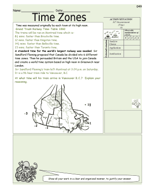 Fillable Online Student Worksheet 6 Time Zones - Canada Railway Times ...