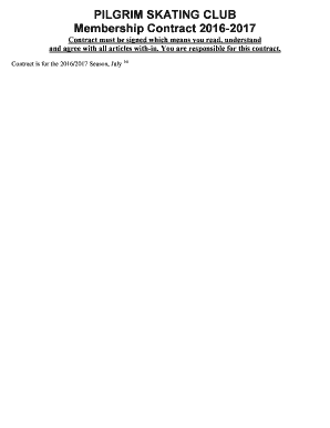 Fillable Online PILGRIM SKATING CLUB Membership Contract 2016-2017 Fax ...