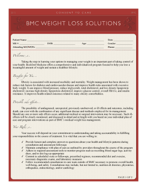 Fillable Online BMC WEIGHT LOSS SOLUTIONS - Beckford Medical Center Fax ...