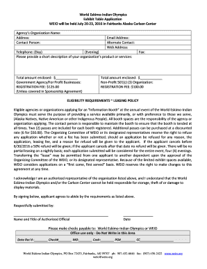 Fillable Online weio World EskimoIndian Olympics Exhibit Table ...