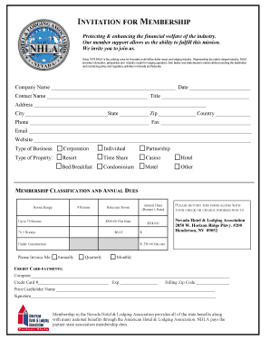 Fillable Online INVITATION FOR MEMBERSHIP - Nevada Hotel and Lodging ...
