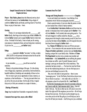 Fillable Online Sample Funeral Service for Christian Firefighter ...