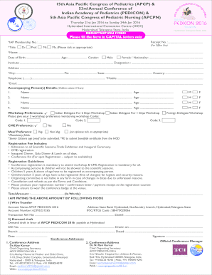 Fillable Online apcppedicon2016 Final REGISTRATION form Fax Email Print ...