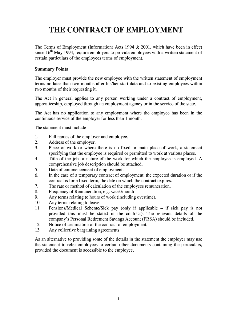 Fillable Online alci THE CONTRACT OF EMPLOYMENT - balcibbieb Fax Email ...