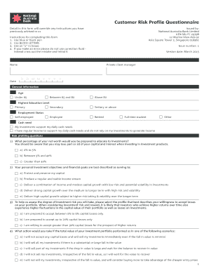 Fillable Online Customer Risk Profile Questionnaire - National ...