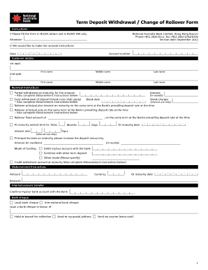 Fillable Online Term Deposit Withdrawal Change of Rollover Form Fax ...