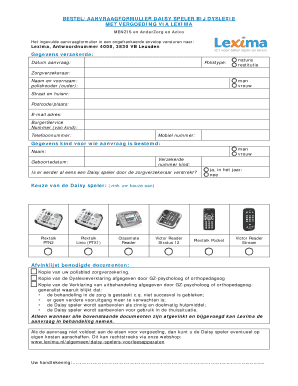 Invulbaar Online lexima BESTEL/AANVRAAGFORMULIER DAISY SPELER BIJ ...