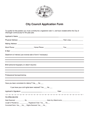 Fillable Online CouncilBoardCommission Application Form Fax Email Print ...