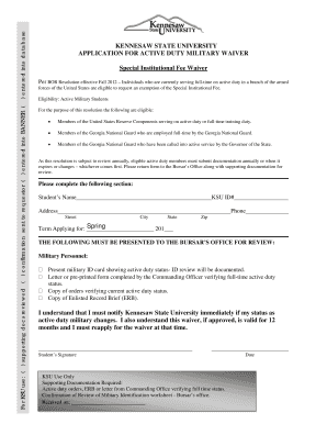 Fillable Online ofm kennesaw Kennesaw State University Office of ...