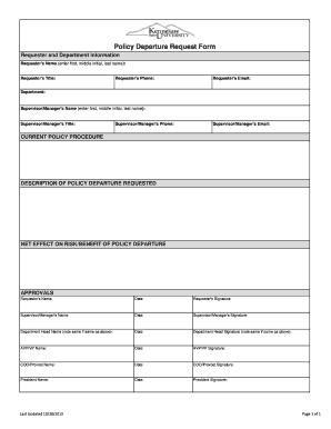 Fillable Online ofm kennesaw Policy Departure Request Form - bKennesawb ...