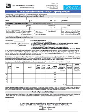 Fillable Online 2016 Residential Incentives: Indoor Lighting Fixtures - TIP Rural ... Fax Email ...
