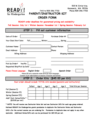 Fillable Online readyforkindergarten Parent/instructor kit order form ...
