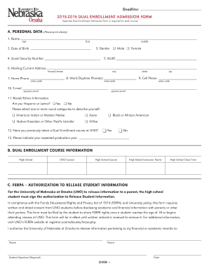 Fillable Online unomaha Dual Enrollment Paper bApplicationb ...