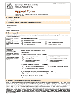 Fillable Online OAC APPEALS FORM Nov10 - Save Beeliar Wetlands Fax ...