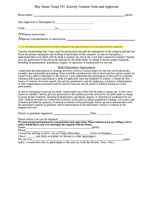 Fillable Online troop351 Boy Scout Troop 351 Activity Consent Form and ...