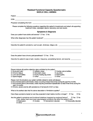 Fillable Online Residual Functional Capacity Questionnaire SICKLE CELL ...