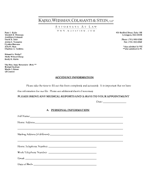 Fillable Online BACCIDENTb INFORMATION Please take the time to bfill ...