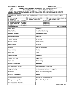 Fillable Online Level III Contestant Registration Centraldocx Fax Email ...
