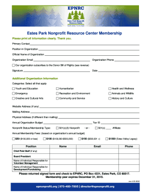 Fillable Online epnonprofit Membership Application - form only 4-23-15 Fax Email Print - pdfFiller