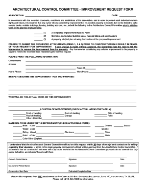 Fillable Online ACC IMPROVEMENT REQUEST FORM - Sundance HOA Fax Email ...