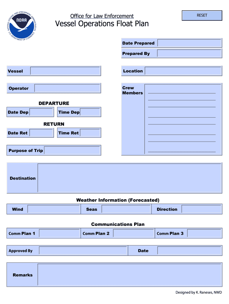 Fillable Online Office for Law Enforcement Vessel Operations Float Plan ...